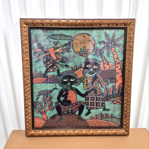 Art | Jaka Java Tribal Batik Art Print Wood Framed Under Glass | Poshmark